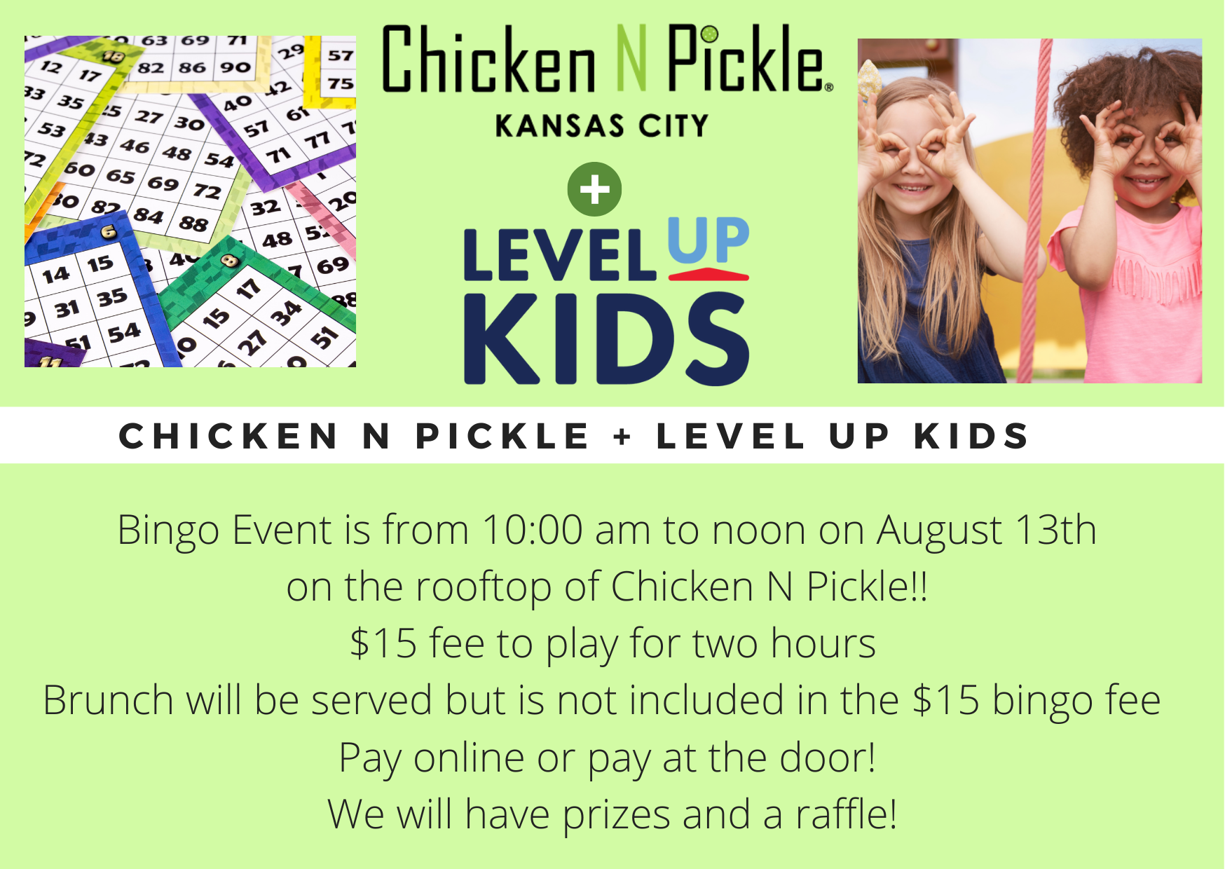 LevelUp Kids, Inc. - BINGO night at Chicken N Pickle