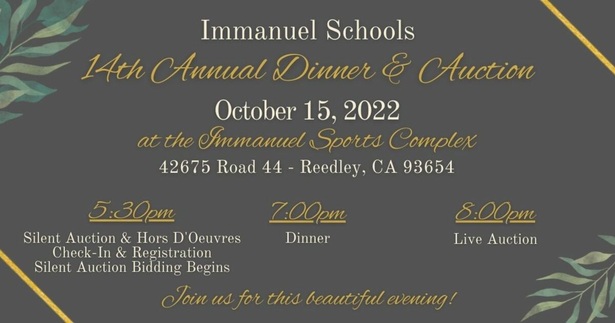 Immanuel Schools - Immanuel Schools 14th Annual Dinner & Auction