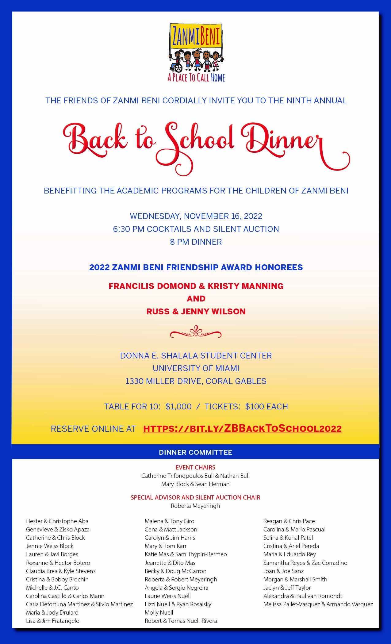 ZANMI BENI FOUNDATION INC - Zanmi Beni - Back to School Dinner 2022