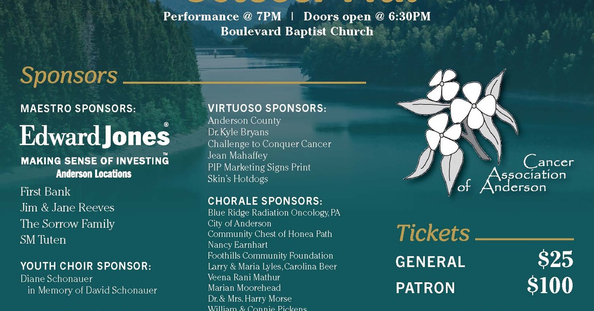 Cancer Association of Anderson - Concert of Hope & Remembrance 2023