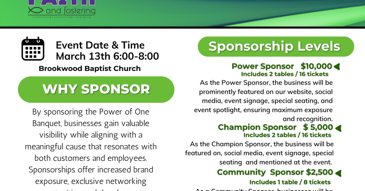 Faith and Fostering - 2025 Power of ONE Banquet