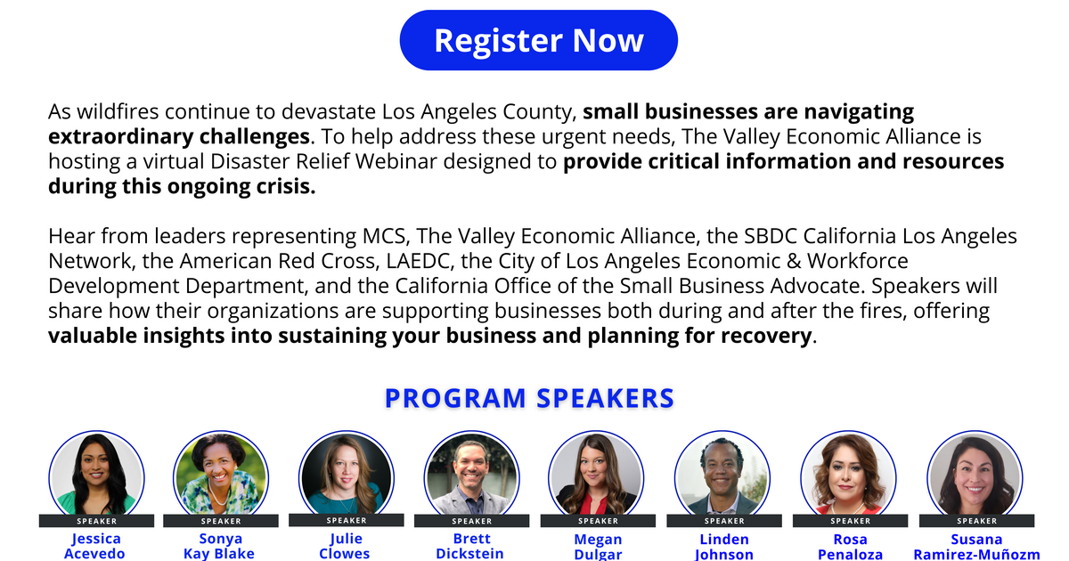 THE VALLEY ECONOMIC ALLIANCE - 1/14/25 - Wildfire Disaster Relief ...
