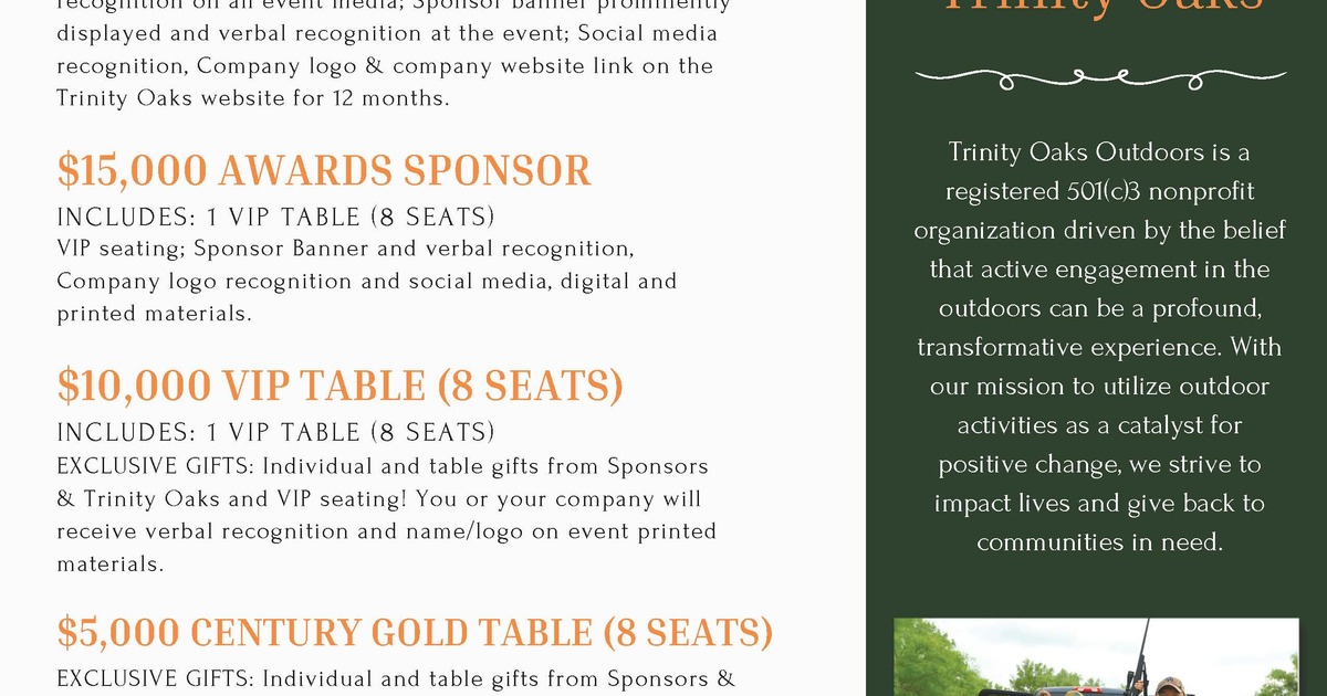 TRINITY OAKS ENTERPRISES - 1st Annual Fort Worth Gala