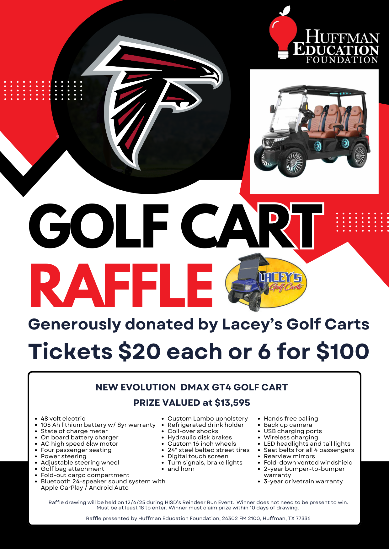 Huffman Isd Education Foundation - Lacey's Golf Cart Raffle 2025 - HHS ...