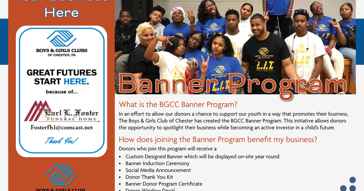 BOYS AND GIRLS CLUB OF CHESTER - 2021 BGCC Banner Program