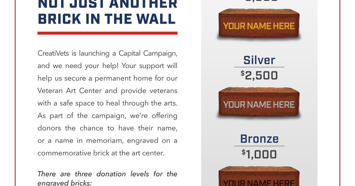 CreatiVets - Not Another Brick in the Wall Capital Campaign