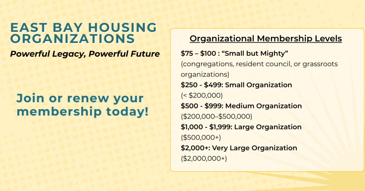 EAST BAY HOUSING ORGANIZATIONS - 2026 Organizational Membership Form